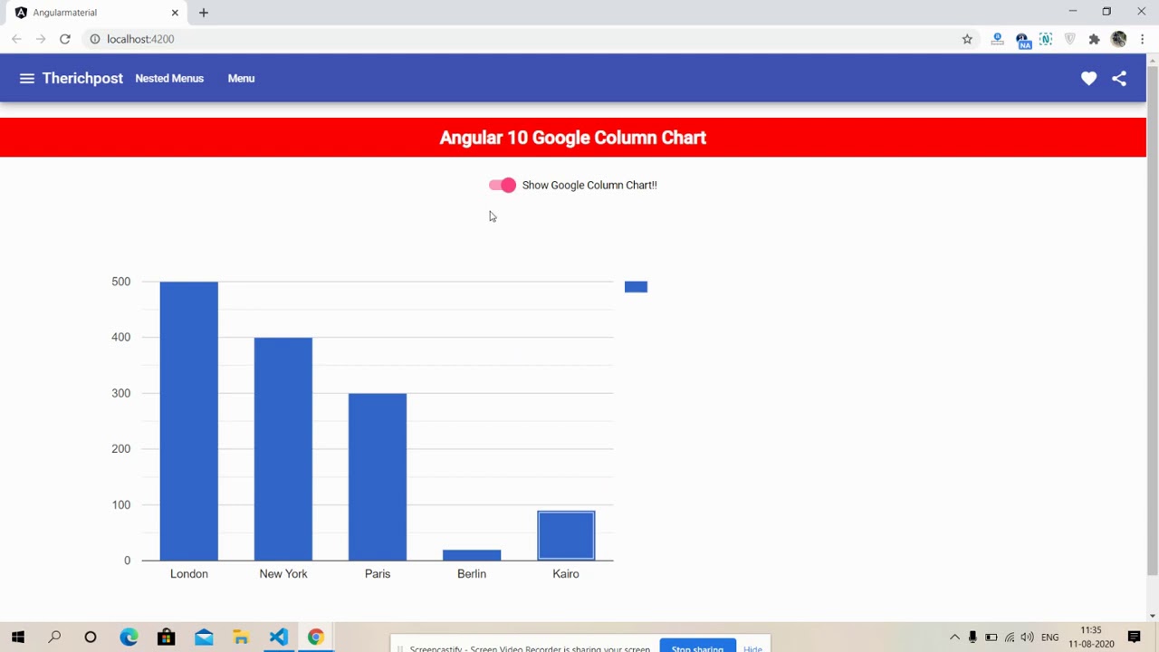 Angular 10 Google Column Chart
