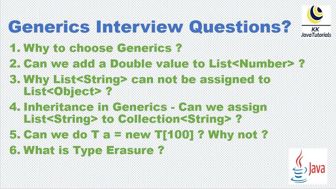 Java Generics Interview Questions ||  Java Generics very important tricky interview questions