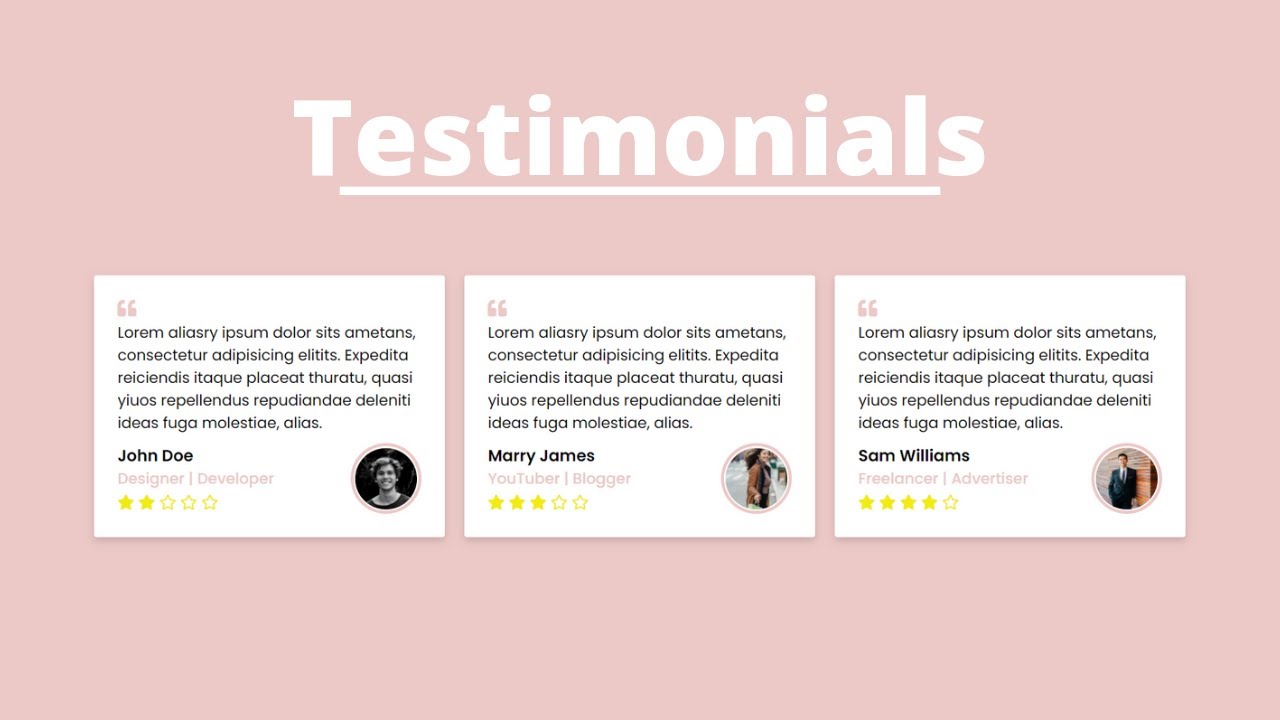 Responsive Testimonials Section using only HTML & CSS