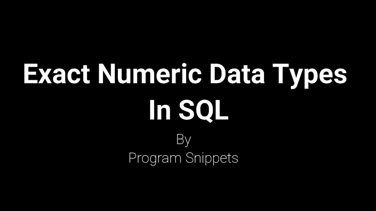 Exact Numeric Data Types In MS-SQL-Server