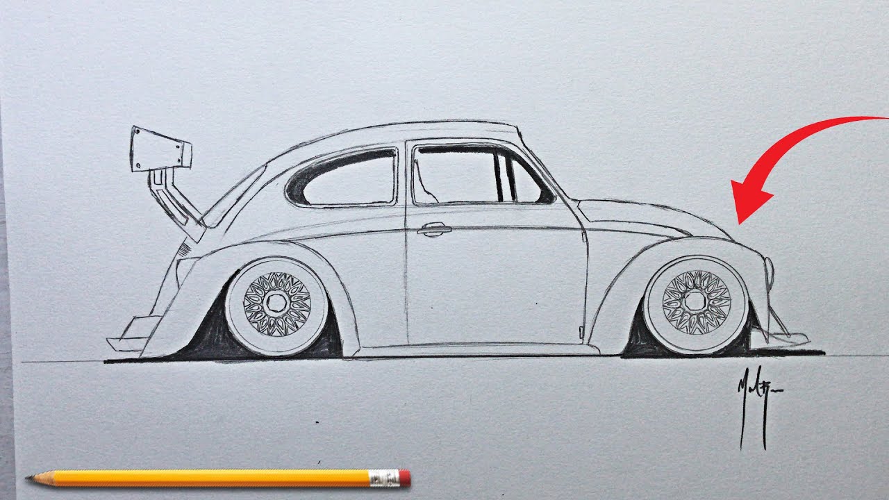 COMO DIBUJAR UN VOCHO - volkswagen beetle - ESCARABAJO