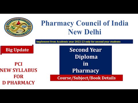 D Pharmacy Second Year New Syllabus Details as per PCI ER20