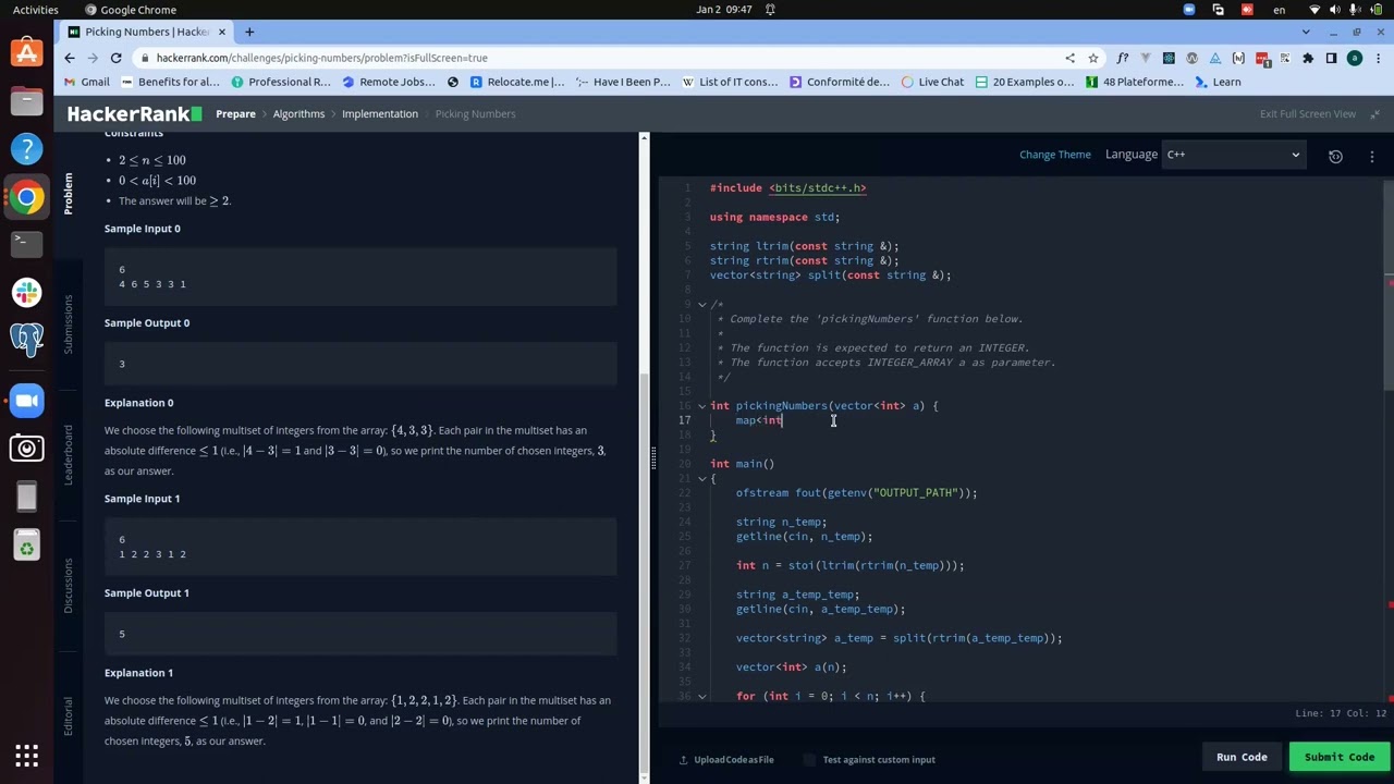 HackerRank : Picking Numbers