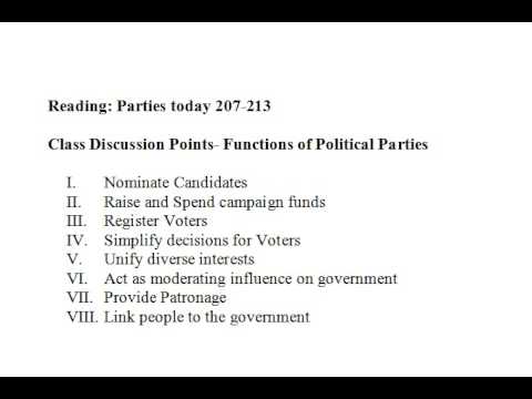 Unit 5 Functions of Political Parties