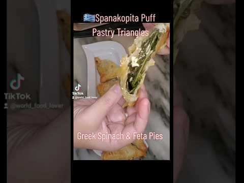 🌎🇬🇷Spanakopita puff pastry triangles-Greek spinach & cheese pies #spanakopita #greek