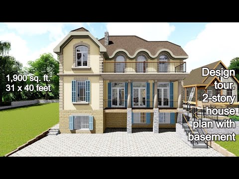 Design Tour  2 story French house plan with basement