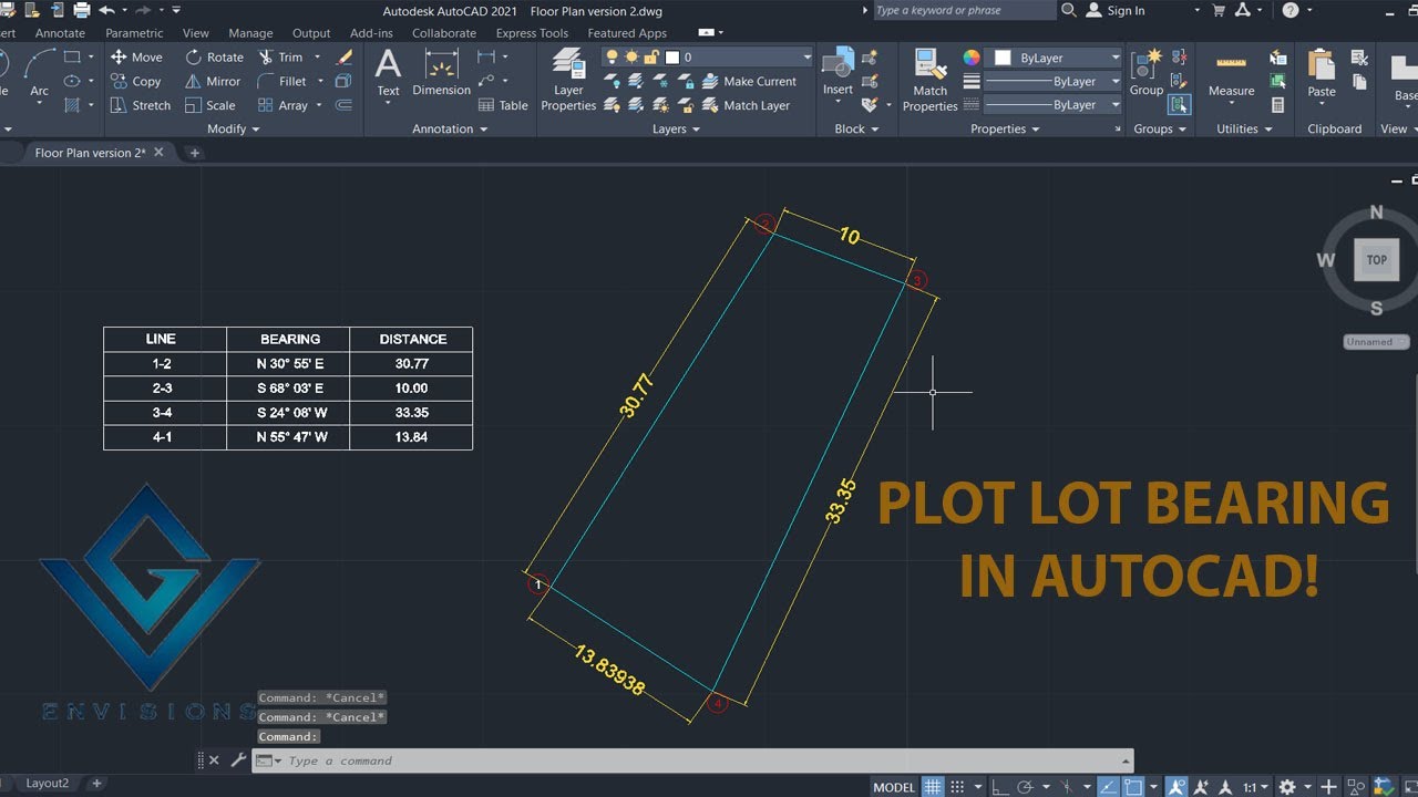 How to Plot Lot Bearing in AUTOCAD I GV Envisions Tutorial