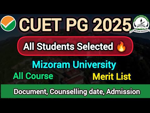 🚨All Students Got Selected 🔥 | Low Cut Off | Mizoram University pg all Courses | List Out ✅