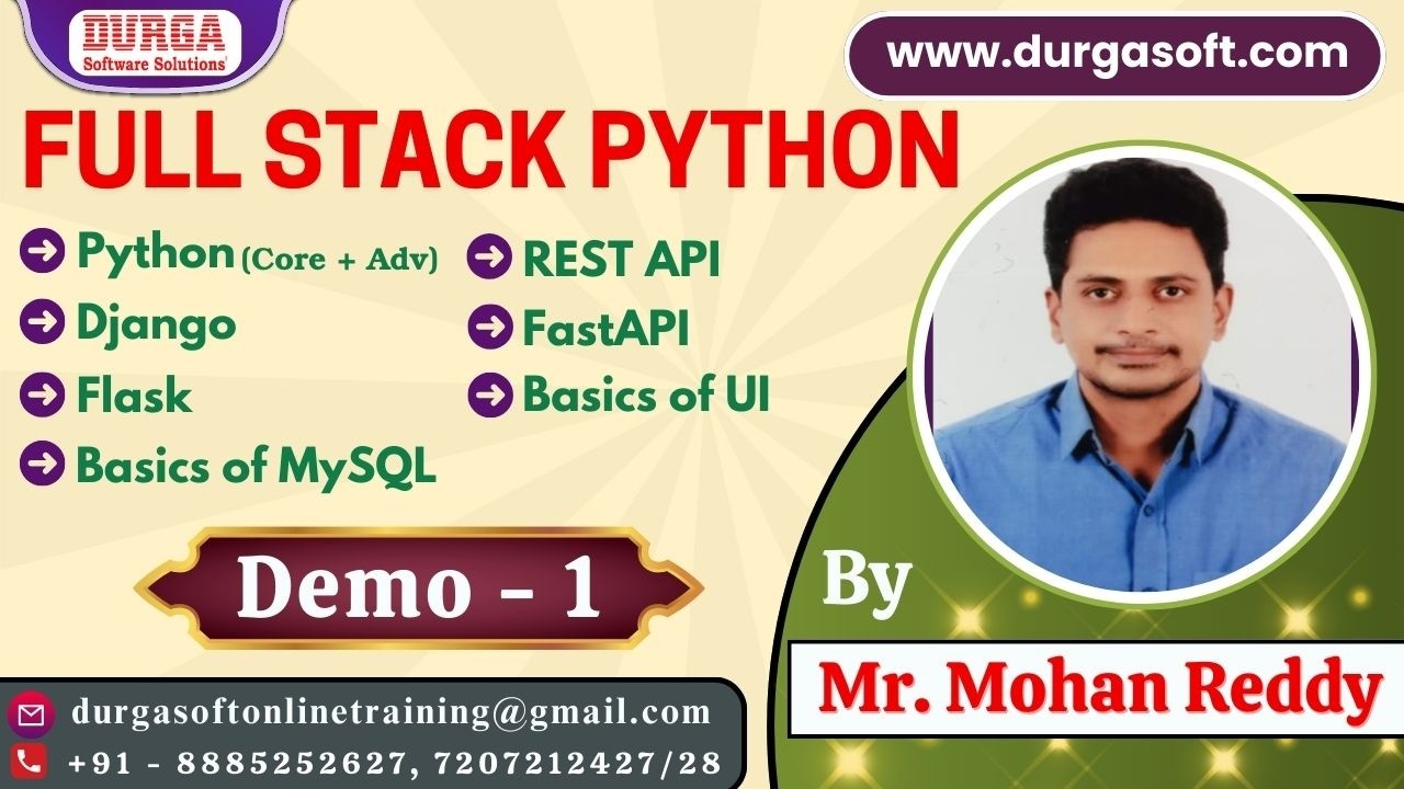 FULL STACK PYTHON tutorials || Demo - 1 || by Mr. Mohan Reddy On 01-04-2026 @7AM (IST)