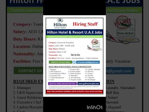 Exciting Career Opportunities at Hilton Hotel Dubai – Free Recruitment Open! #dubaijobs #shorts
