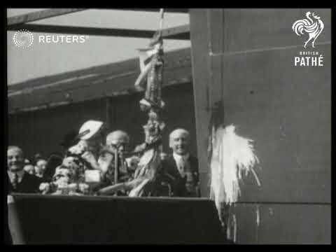 Launch of the Ark Royal aircraft carrier at Birkenhead (1937)
