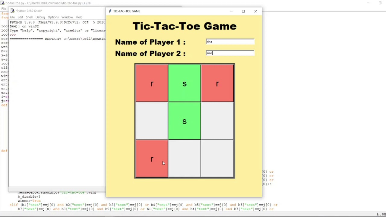 Simple TicTacToe Game In PYTHON With Source Code | Source Code & Projects