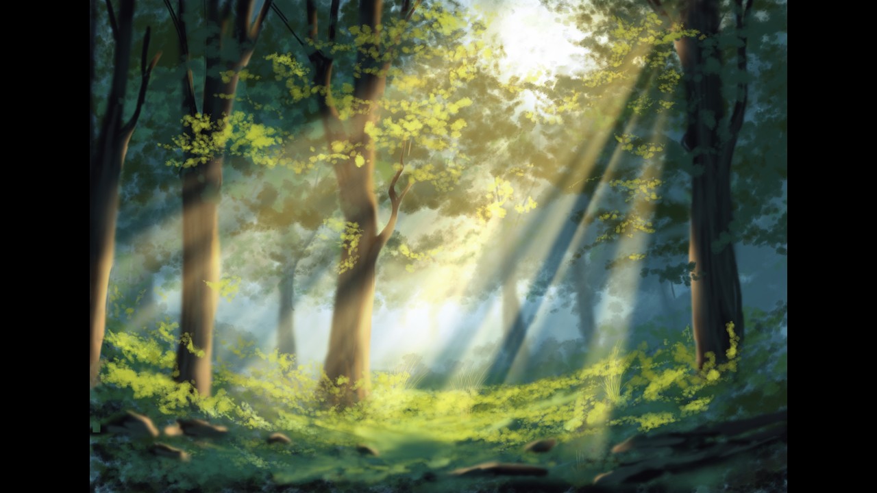 PROCREATE Landscape Drawing Tutorial   Forest Sun Rays (HiPaint Version)