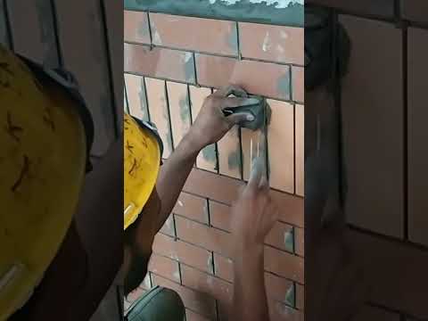 Brick Tiles Pointing #Skilledmason #shortsvideo #construction