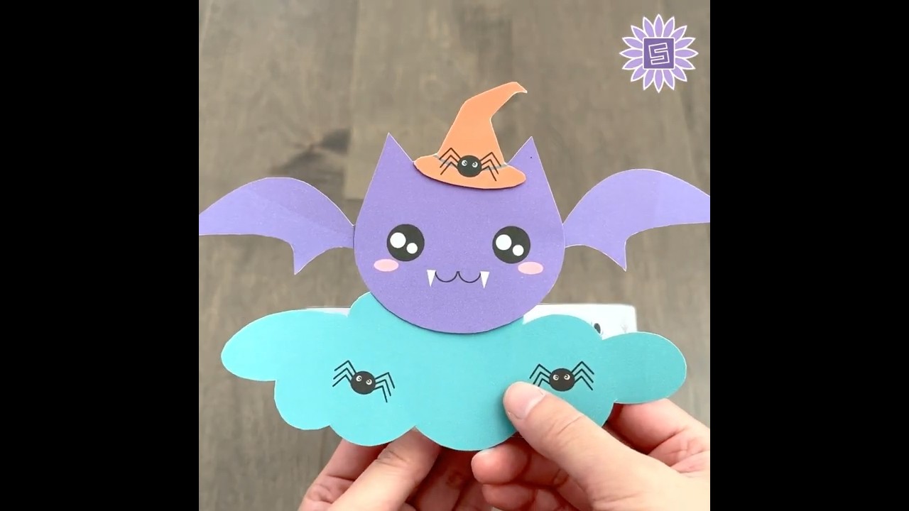 Halloween Bat Crown Party Headband Kids Scissors Paper Craft One Page Template squaresunflower.net