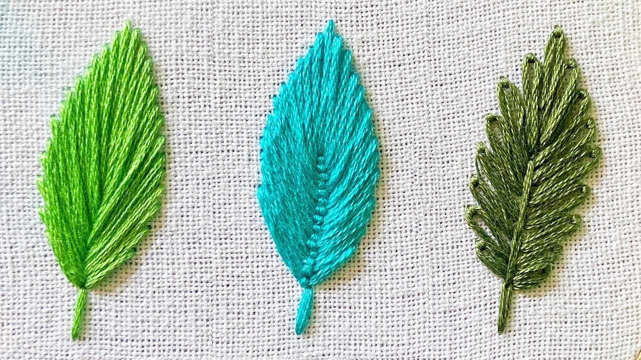3 Basic Embroidery Leaf for Beginners | Hand Embroidery Tutorial | Step by Step