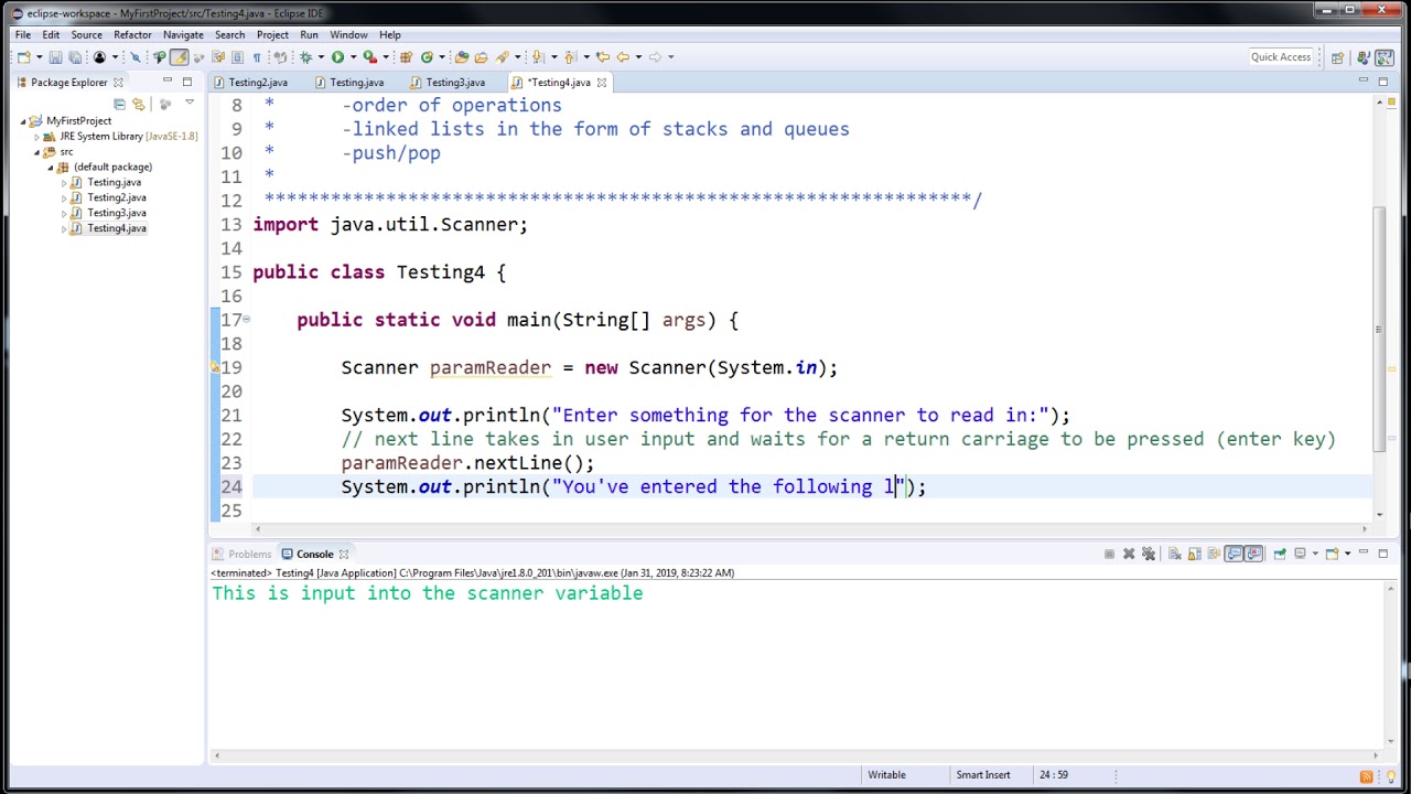 Java Tutorial -- EP11 -- Various Scanner Inputs