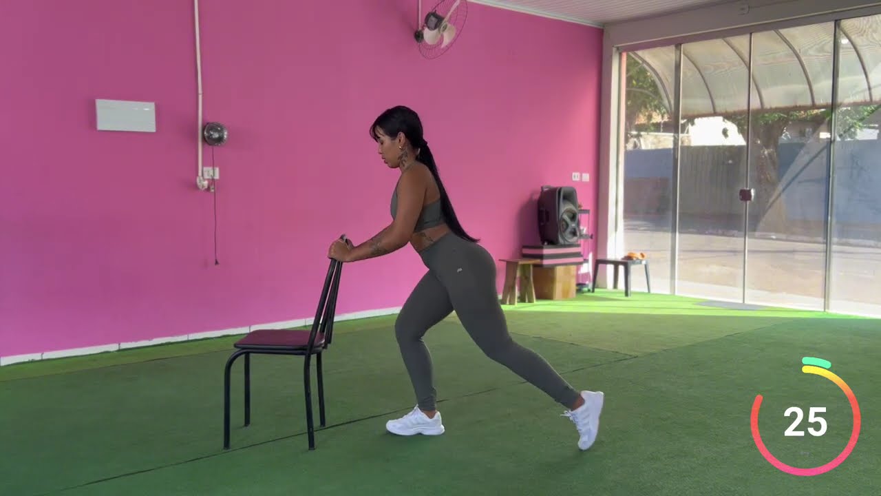 Treino 3 em 1 : Bumbum, Coxas e Barriga em Casa usando apenas uma cadeira | Dia 14 