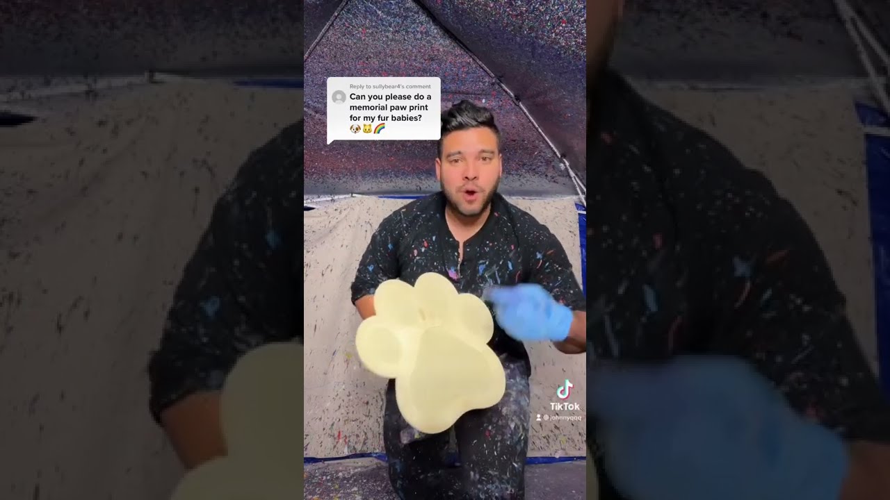 Making Spin Art With A Paw Print Canvas! #shorts