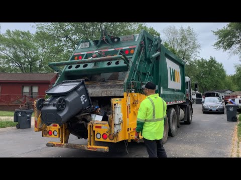WM Peterbilt 520 Heil Powertrak Rear Loader Garbage Truck on Heavy Trailer Park Trash!