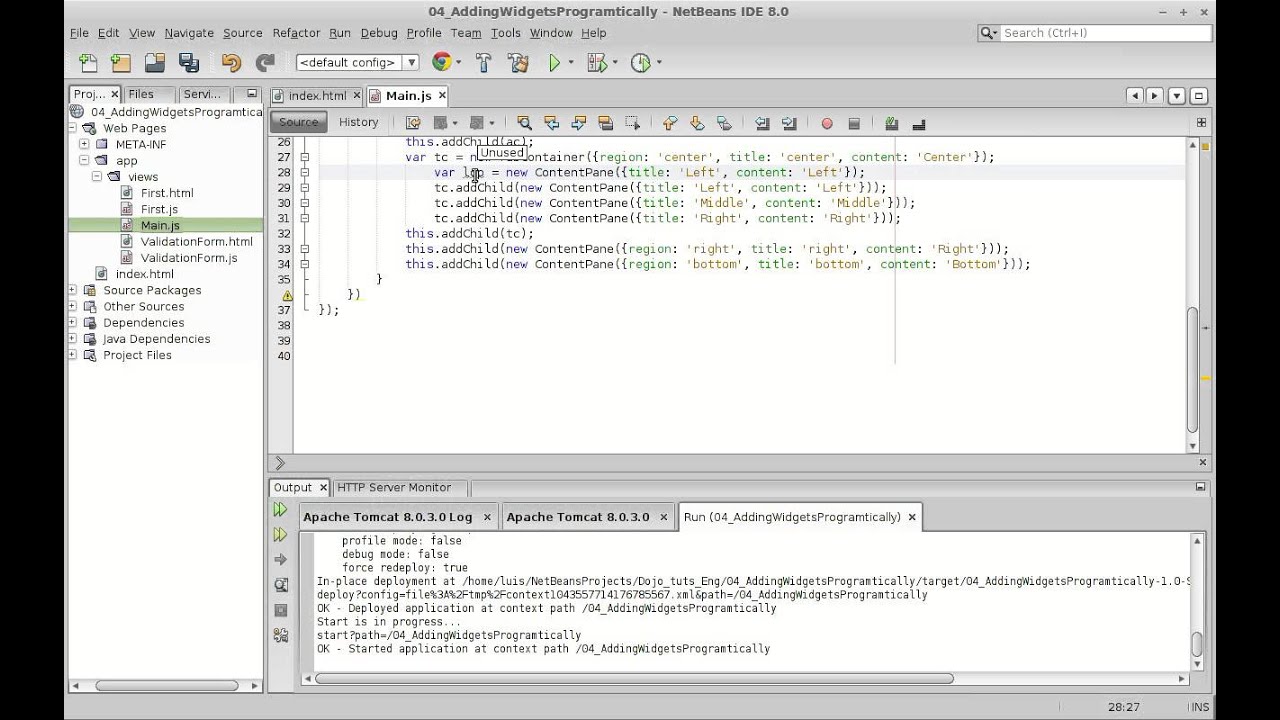 04 Adding Widgets Programatically - Dojo Toolkit Tutorial