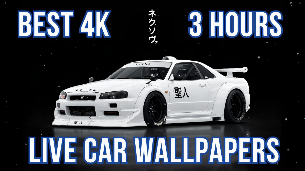 White GTR R34 with Black Background | 4K Live Wallpaper (3 HOURS)