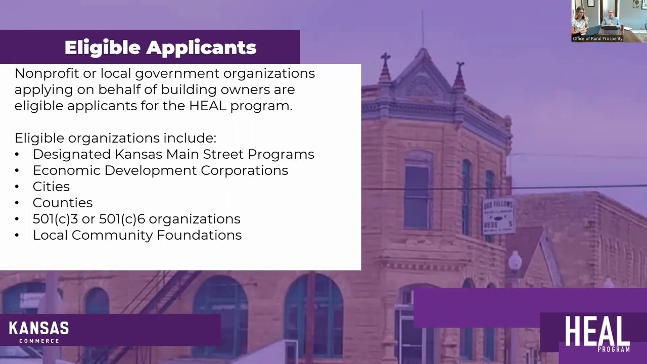 Historic Economic Asset Lifeline (HEAL) - Kansas Department of Commerce
