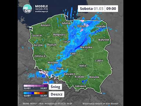 SOBOTA Prognoza opadu na 8 godzin 1.03.2025 #shortvideo #imgw #pogoda