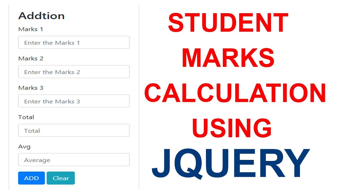 Student marks calculation using jquery