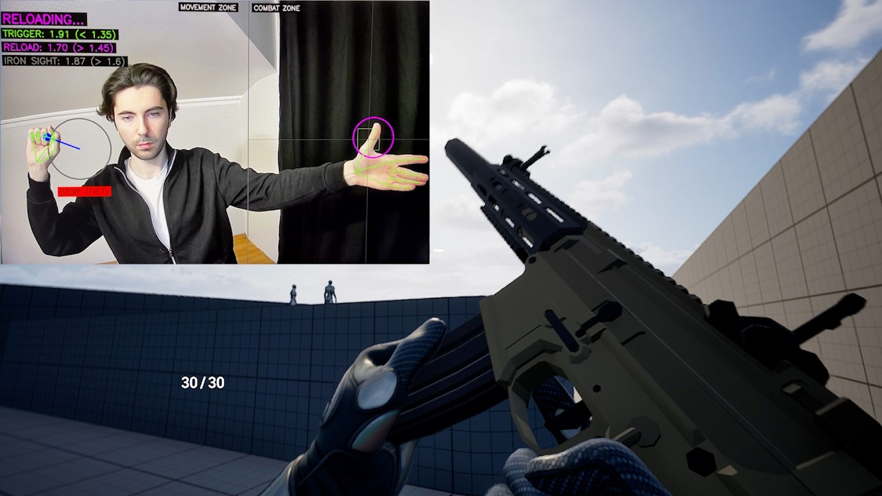 Hand Gesture Controlled FPS Game | Unreal Engine + Python (OpenCV - MediaPipe)