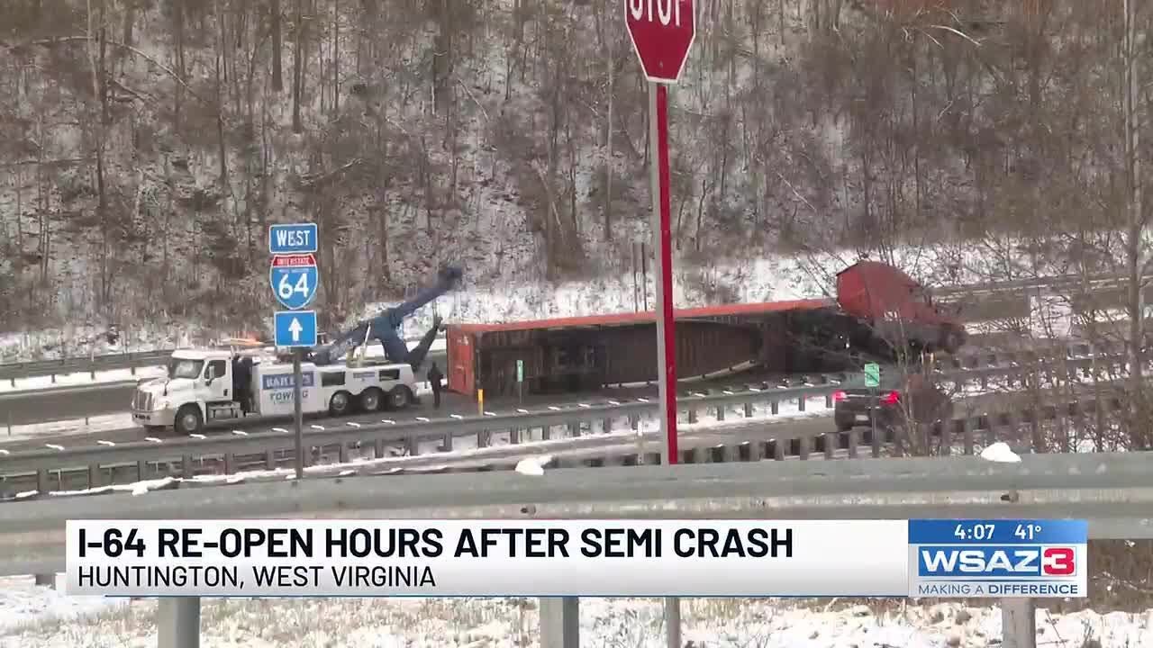 I-64 re-open hours after semi-crash