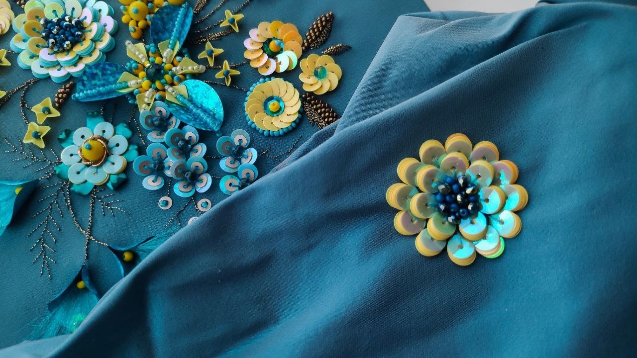 Easy bead embroidery sequins flower  ~ Tutorial for beginners ~ Sequins embroidery