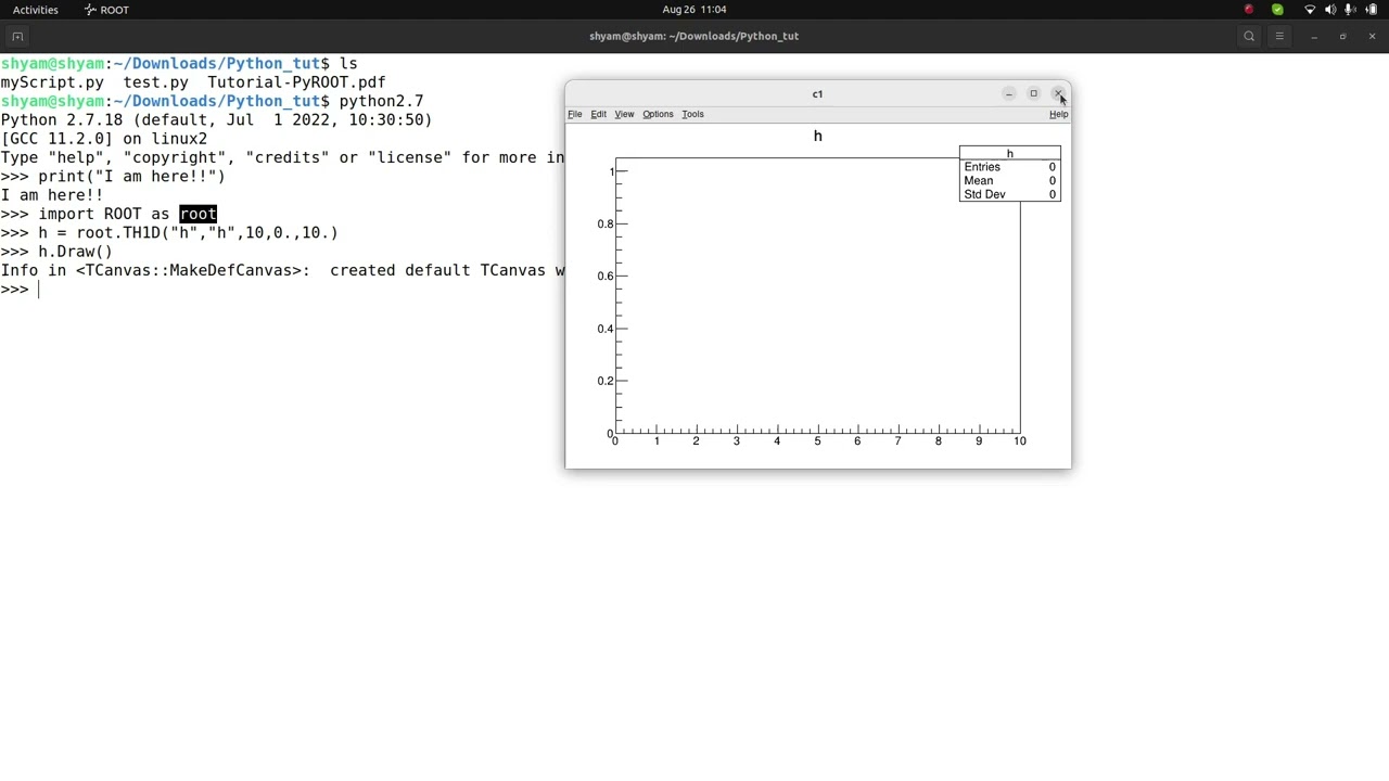 Python ROOT (PyROOT) Tutorial to Create Histogram and ROOT file