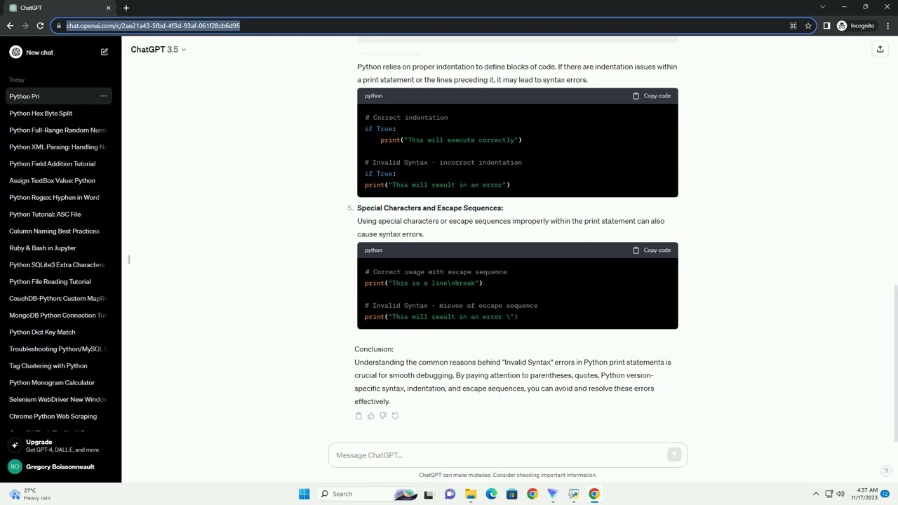 Python print in terminal returning invalid syntax