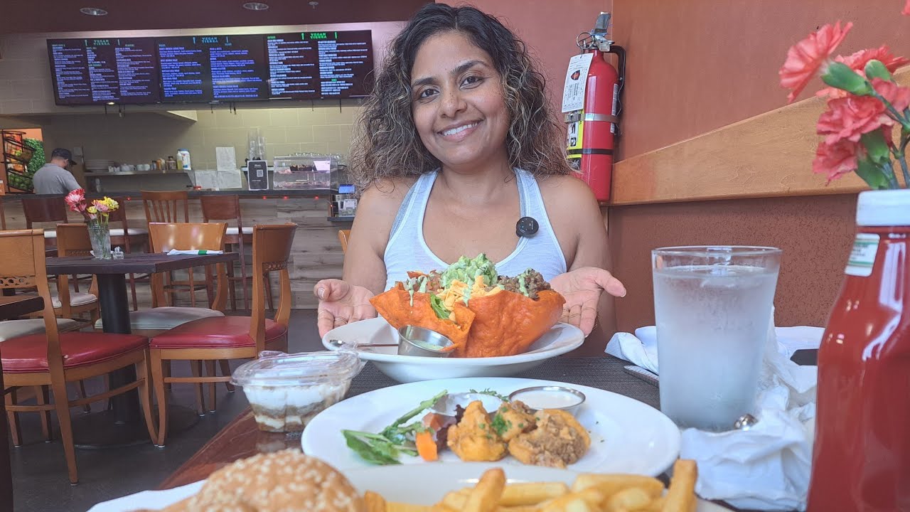 Mexican Salad Bowl, Cauliflower Wings, Tierra Burger At Vegan Tierra In Cooper City,  FL