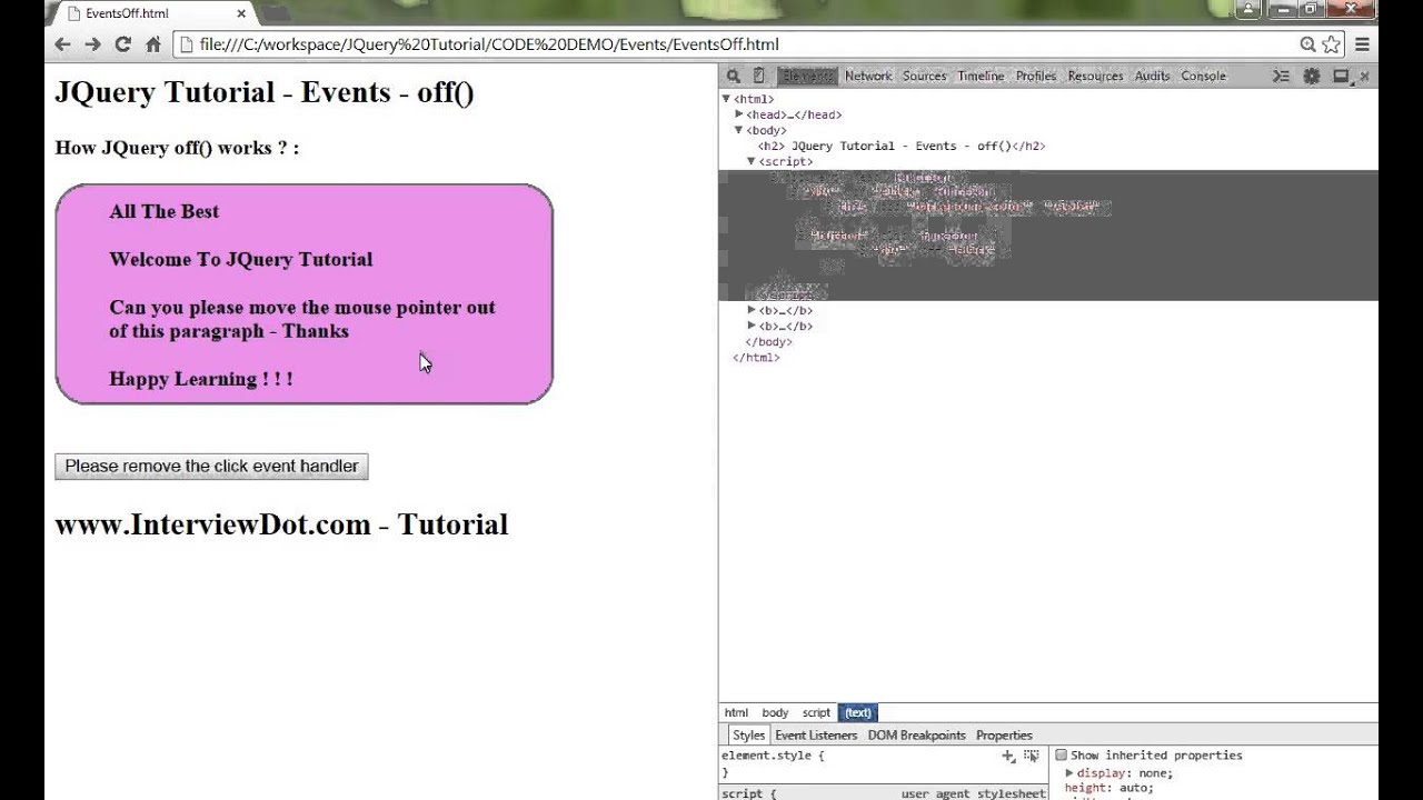 JQUERY OFF METHOD DEMO