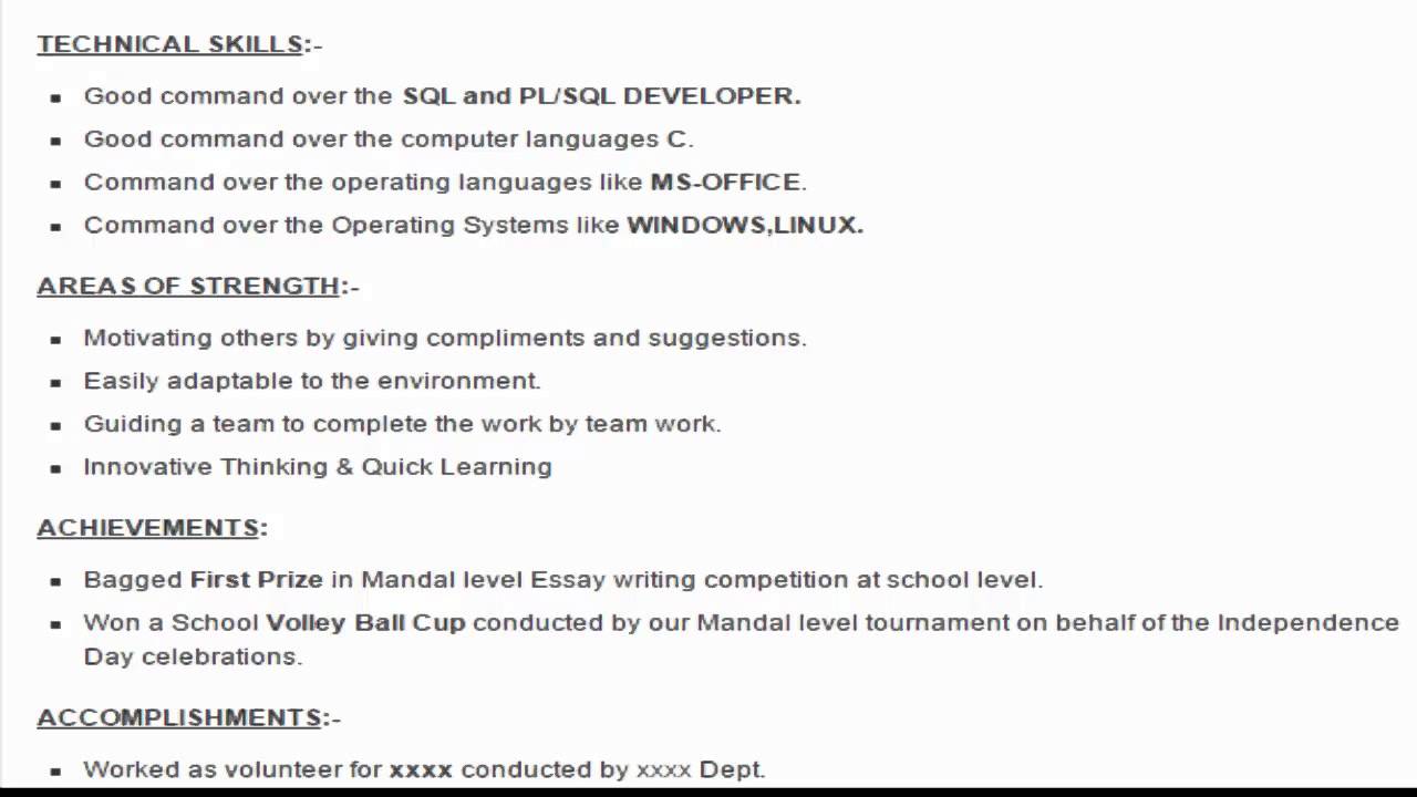 SQL Developer Sample Resume Format