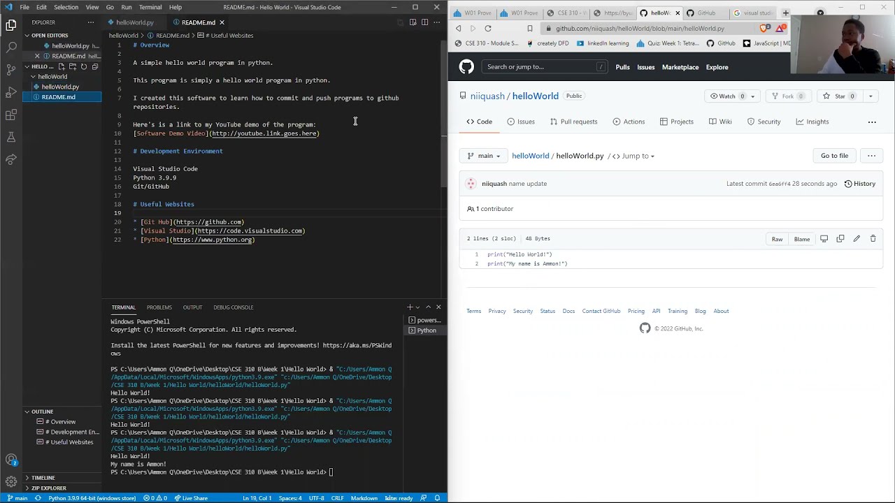HelloWorld | Python | GitHub | VSCode