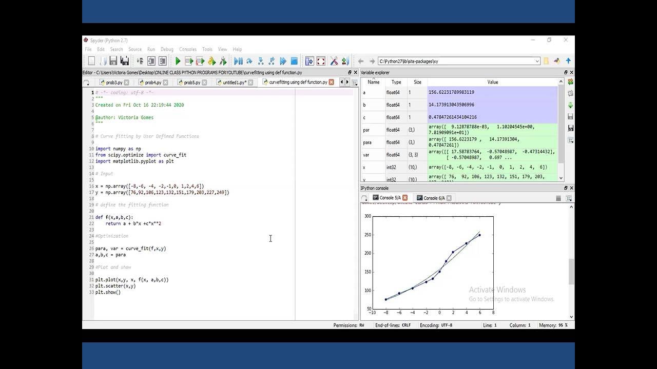 Numpy in Python|Part 15| Curve Fitting by User Defined Function(ax2 + bx + c and a + bx + cx2)