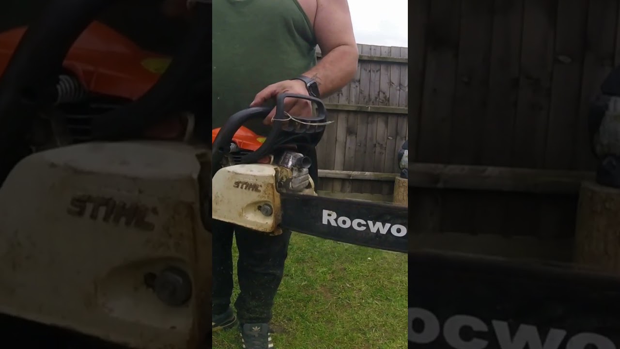 Stihl chainsaw muffler mod #fun #stihl #2stroke #arborist #logging #treefelling