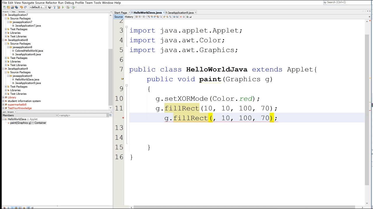 Set Drawing Mode to XOR Example in Applet