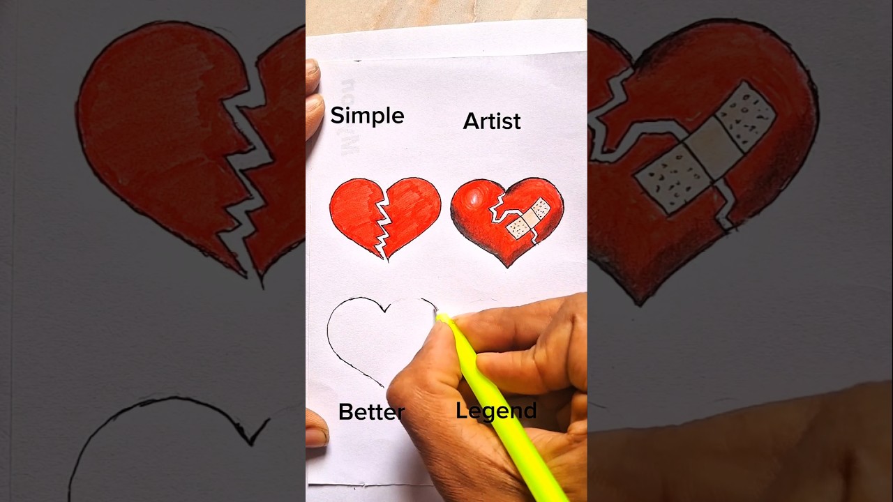 Draw Broken Hearts! ❤️ #art #drawing #shorts #heart #brokenheart  #howtodraw #easydraw
