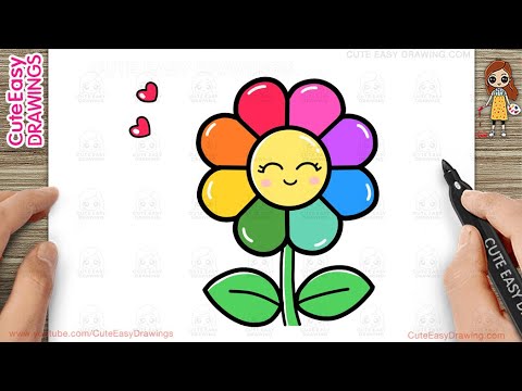 How to Draw a Cute Rainbow Flower Simple & Easy for Kids