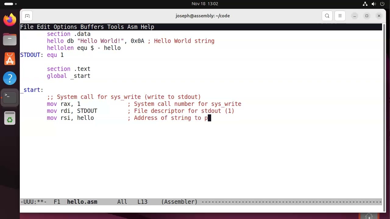 x86-64 Assembly - Hello World