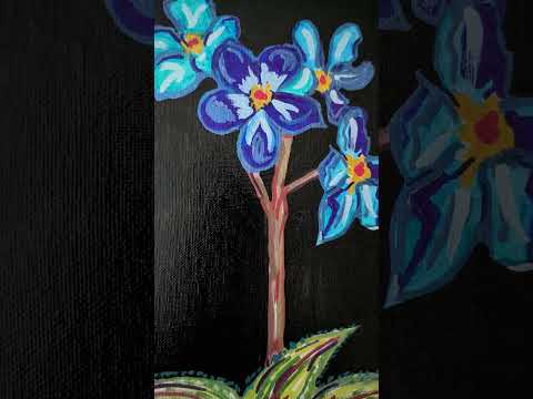 Alaska State flower. Alpine Forget-me-Not. Original art. Canvas 10x10