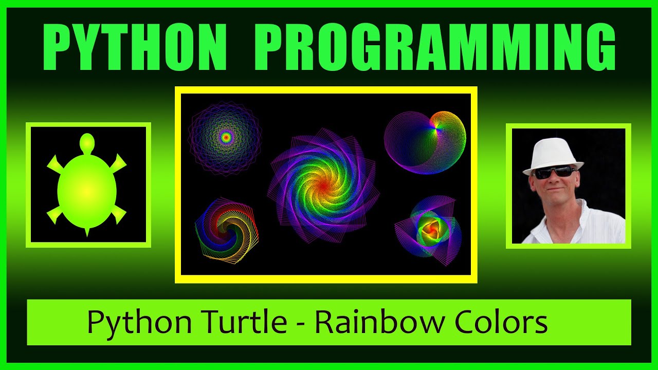 Python Turtle Graphics Rainbow Colors using Arrays - Python Beginners Tutorial - Learn Python Fast