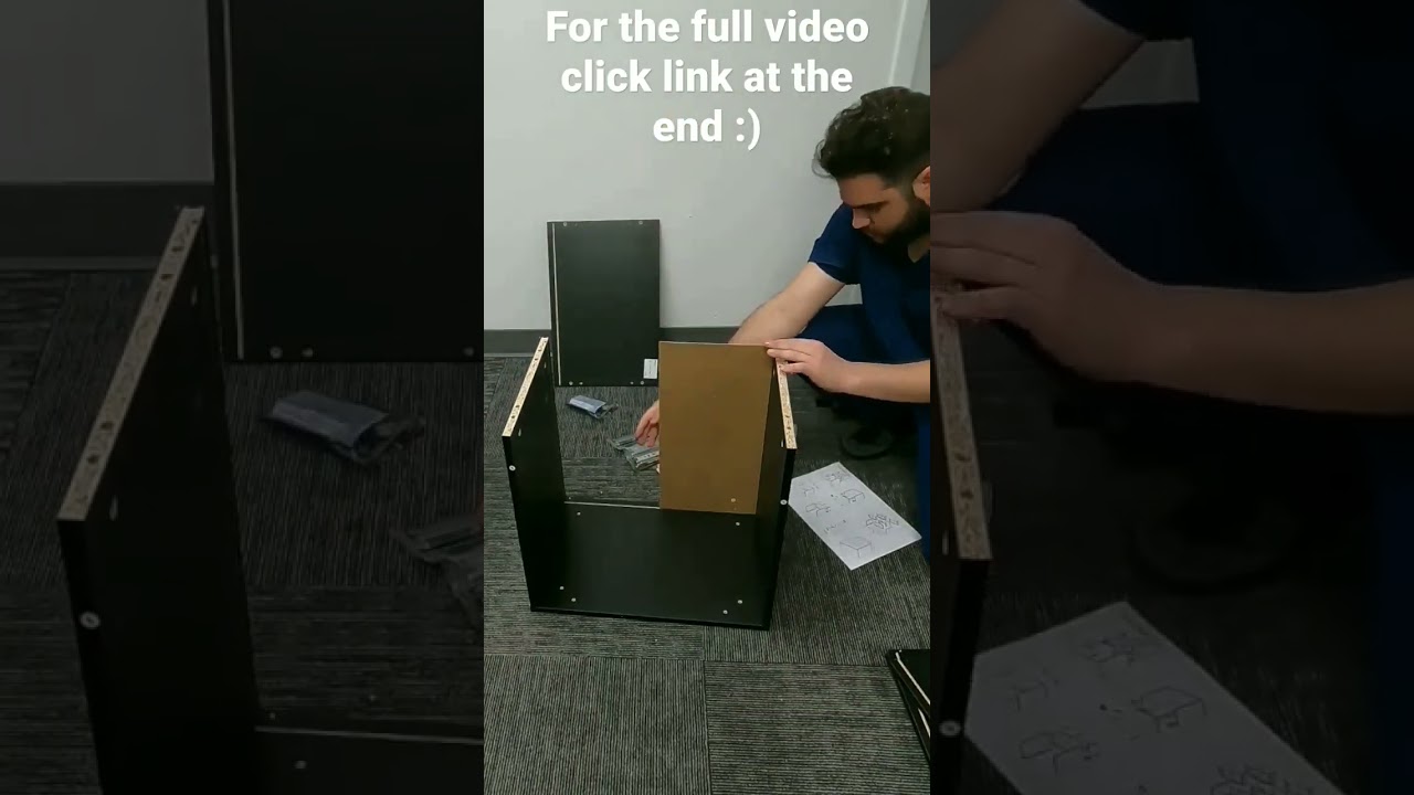 assembling 3 drawer nightstand with LED lights Timelapse