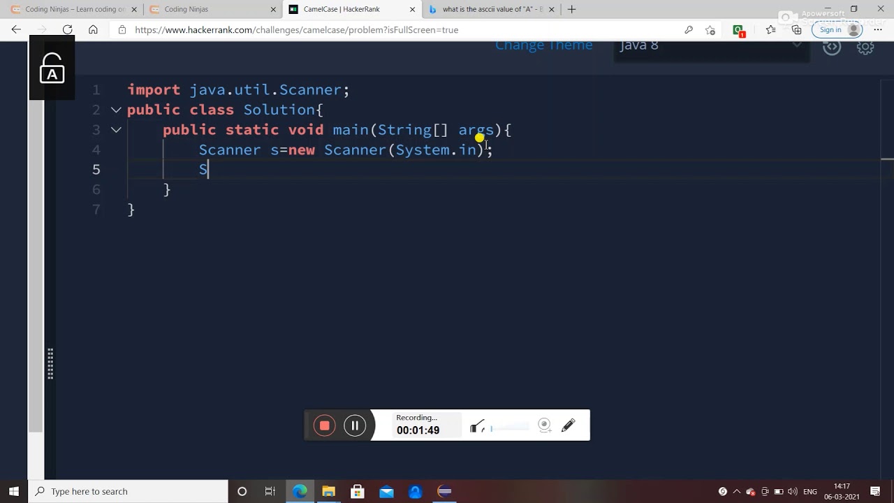 CamelCase || Hackerrank || problem Solving || java programming language