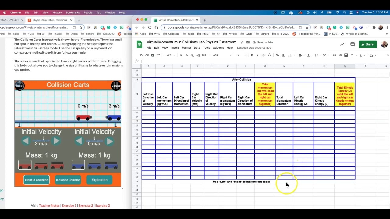 Virtual Momentum in Collisions Lab Instructions