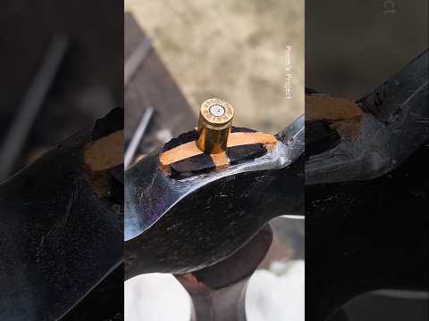 Art of axe handle installation: Cross wedge + 9mm shell casing #craftsmanship